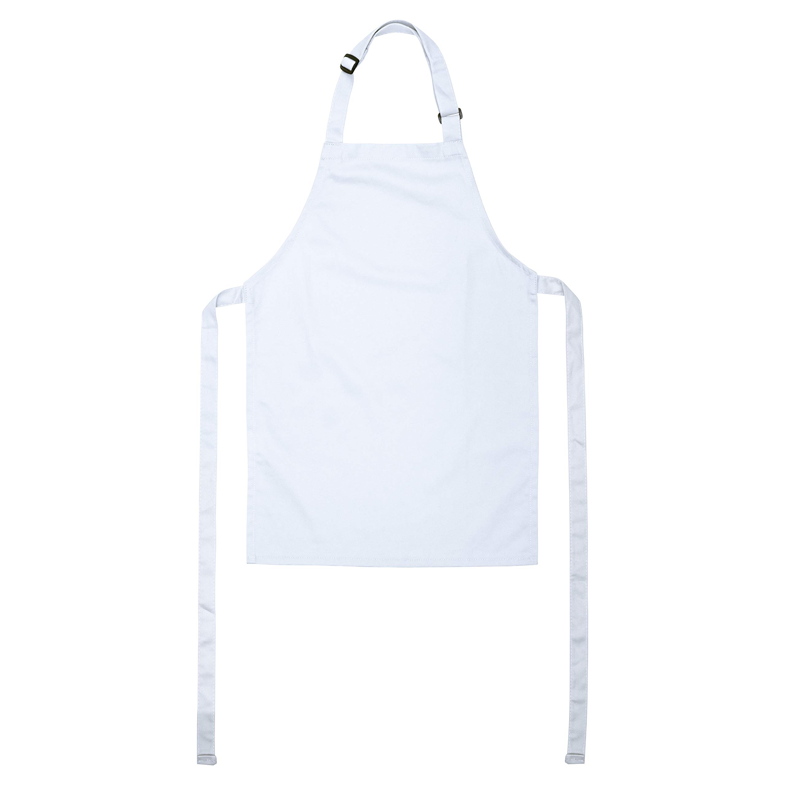 ONEOMI Kids Apron, Medium, 100% Cotton With An Adjustable Strap to fit All Ages, Ideal for Cooking, Baking, Painting, Decorating, Party, Chef, Art and Classroom Children Apron (1, White)