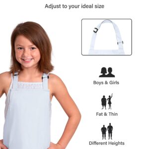 ONEOMI Kids Apron, Medium, 100% Cotton With An Adjustable Strap to fit All Ages, Ideal for Cooking, Baking, Painting, Decorating, Party, Chef, Art and Classroom Children Apron (1, White)