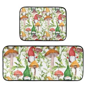 zenwawa kitchen mat dwarf mushroom set of 2, anti fatigue cushioned waterproof non slip aesthetic decorative floor mats rug