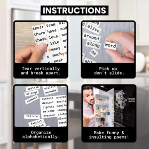 Poetry Tiles - 536 Fightin' Words Word Magnets Kit - Obscenities, Insults, and Swear Words Themed Funny Magnets for Adults for Refrigerator Poems and Stories