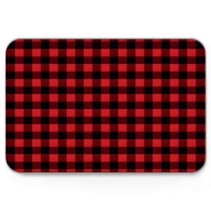 vandarllin rustic red black buffalo check plaid pattern bath mat christmas rugs non-slip soft absorbent bathroom kitchen floor mat carpet 18 x 30 inch