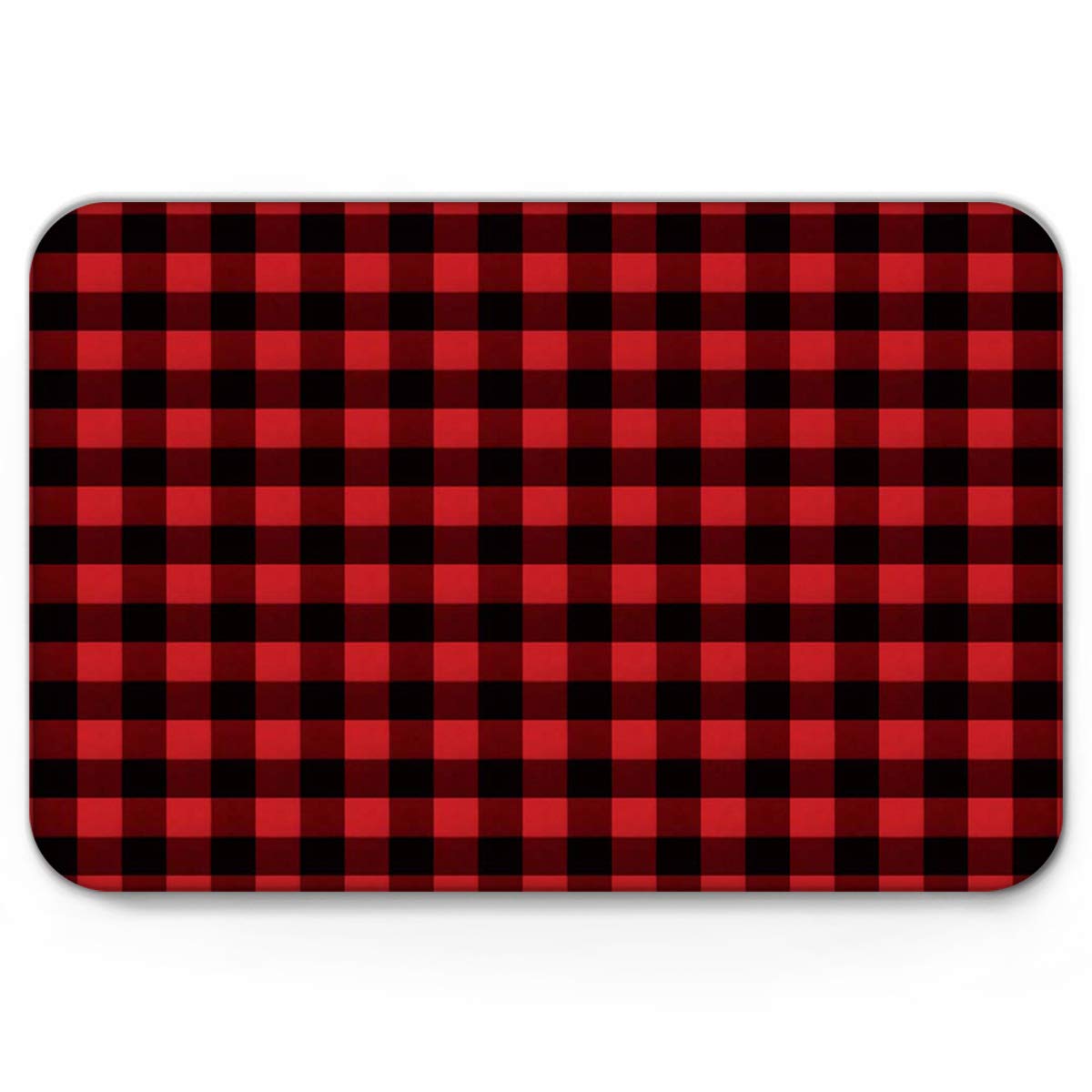 Vandarllin Rustic Red Black Buffalo Check Plaid Pattern Bath Mat Christmas Rugs Non-Slip Soft Absorbent Bathroom Kitchen Floor Mat Carpet 18 x 30 Inch