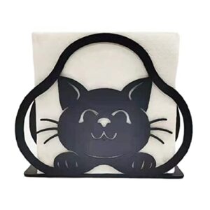 pxlywltzl napkin holder for kitchen，cat black metal holders tables, dinner iron restaurants，farmhouse，cafe，bar, holders, tissue dispenser (cat), 4.8inch 4inch 1.7inch (999)