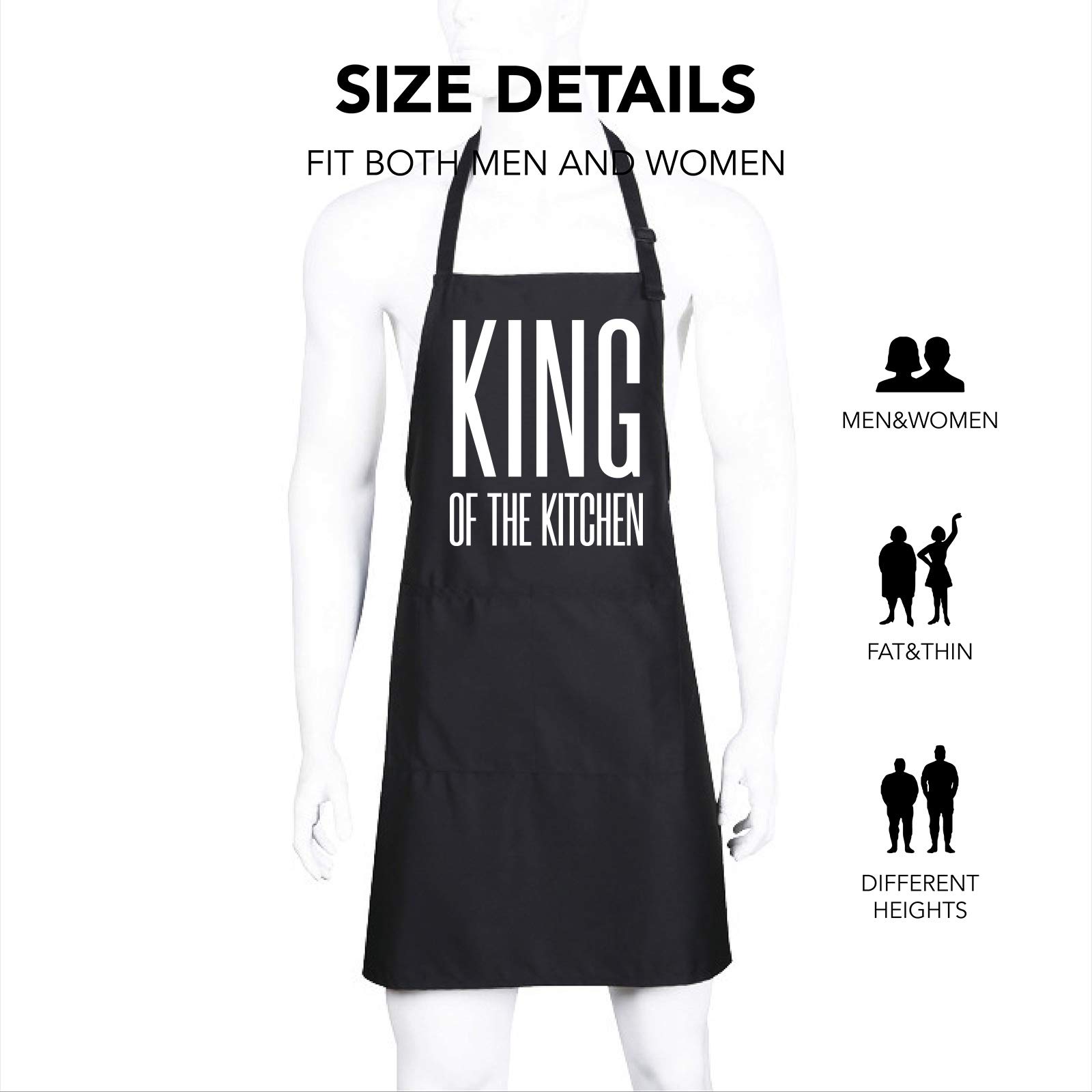 Premium Quality Kitchen Apron for Men,Funny Aprons for Men,King of The Kitchen, Mr. Apron, Men' Birthday Gift,Gifts for Dad,One Size Fits All