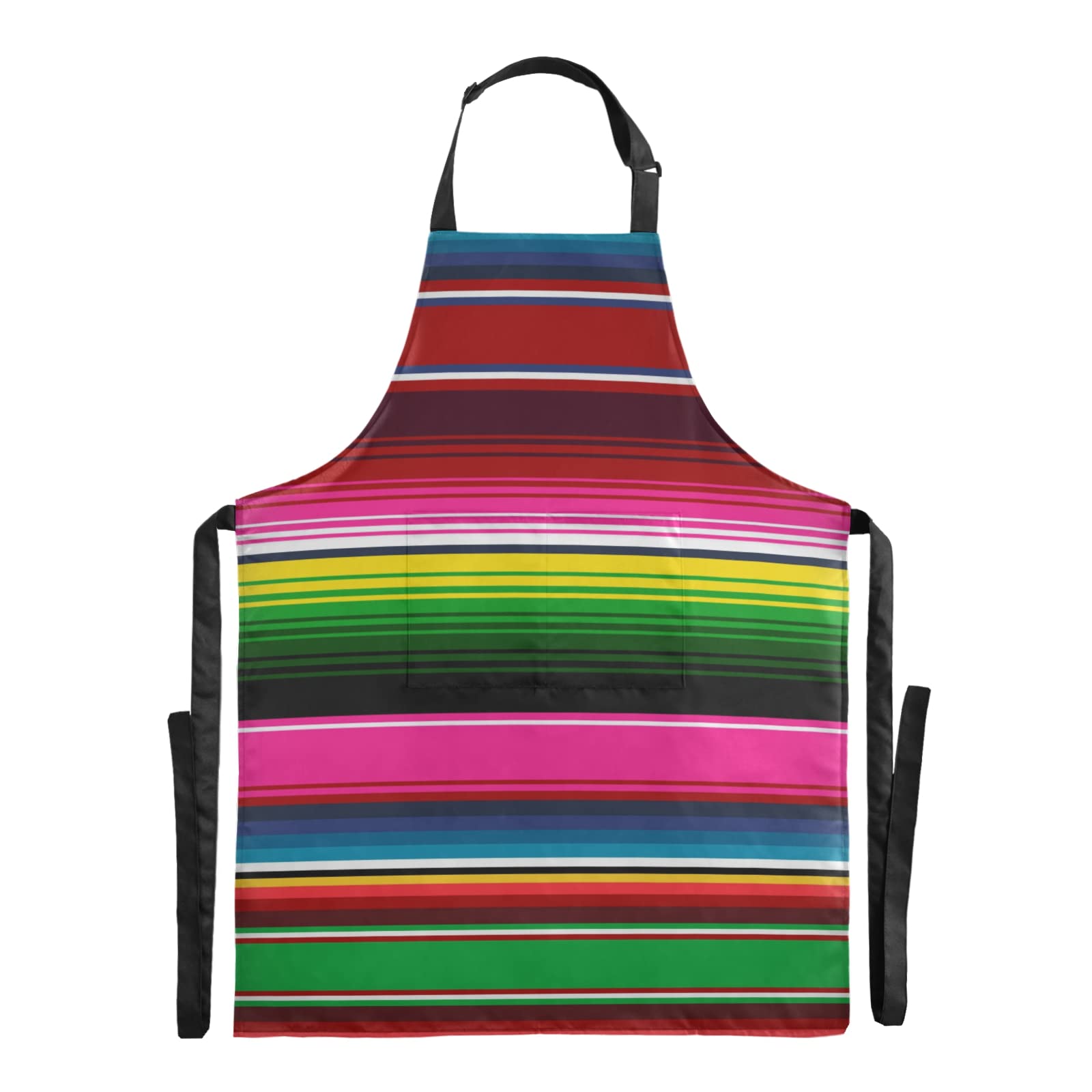 xigua Adjustable Bib Apron Mexican Serape Colorful Stripes Cooking Kitchen Aprons with Pockets, Chef Aprons for Men Women BBQ Baking