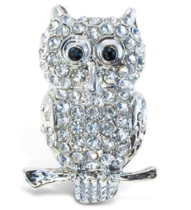 cota global owl sparkling refrigerator magnet - silver sparkling rhinestones crystals, cute wild life animal bird magnet for kitchen fridge and locker, home decor and cool office decor novelty - 1.75"