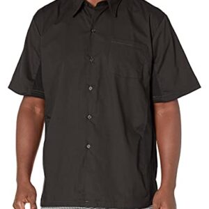 Chef Code Men's Utility Work Shirt with Button Front and Vent Side Panels, Black, X-Large