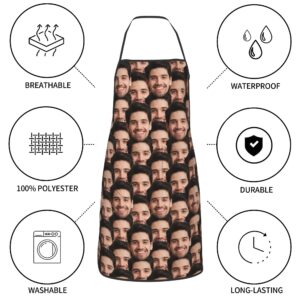 Lraggxod Custom Apron for Women Men, Personalized Chef Cooking Apron with Pockets Add Your Photo Text, Customized Kitchen Home Garden Bib Apron Custom Gifts