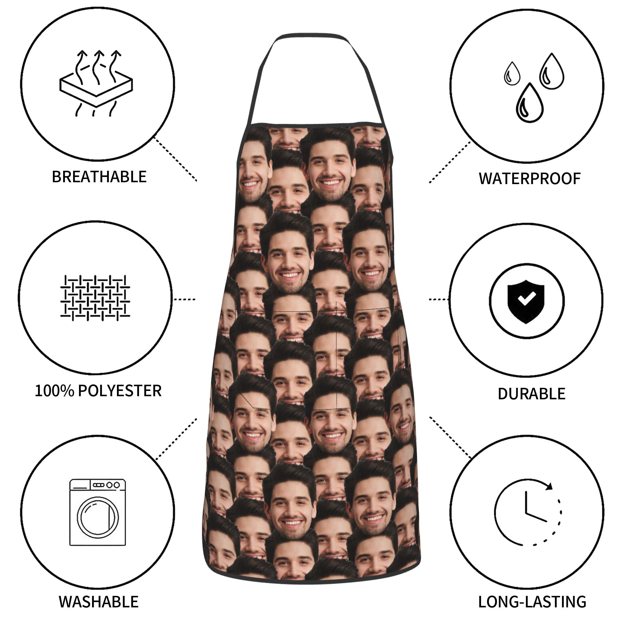 Lraggxod Custom Apron for Women Men, Personalized Chef Cooking Apron with Pockets Add Your Photo Text, Customized Kitchen Home Garden Bib Apron Custom Gifts