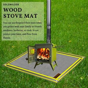 SoloWilder Wood Stove Mat 32" x 20" Fire Pit Grill Mat for Tent Stove Deck Patio Grass Lawn Campsite Insulation Protection