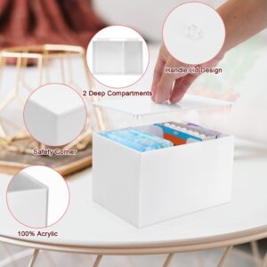 ChengFu Acrylic Sanitary Napkin Storage Container, Pad Holder for Period, Pad Holder for Women Bathroom, Pad and Tampon Holder for Bathroom, Sanitary Napkin Dispenser, White