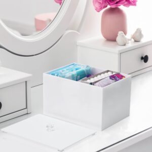 ChengFu Acrylic Sanitary Napkin Storage Container, Pad Holder for Period, Pad Holder for Women Bathroom, Pad and Tampon Holder for Bathroom, Sanitary Napkin Dispenser, White