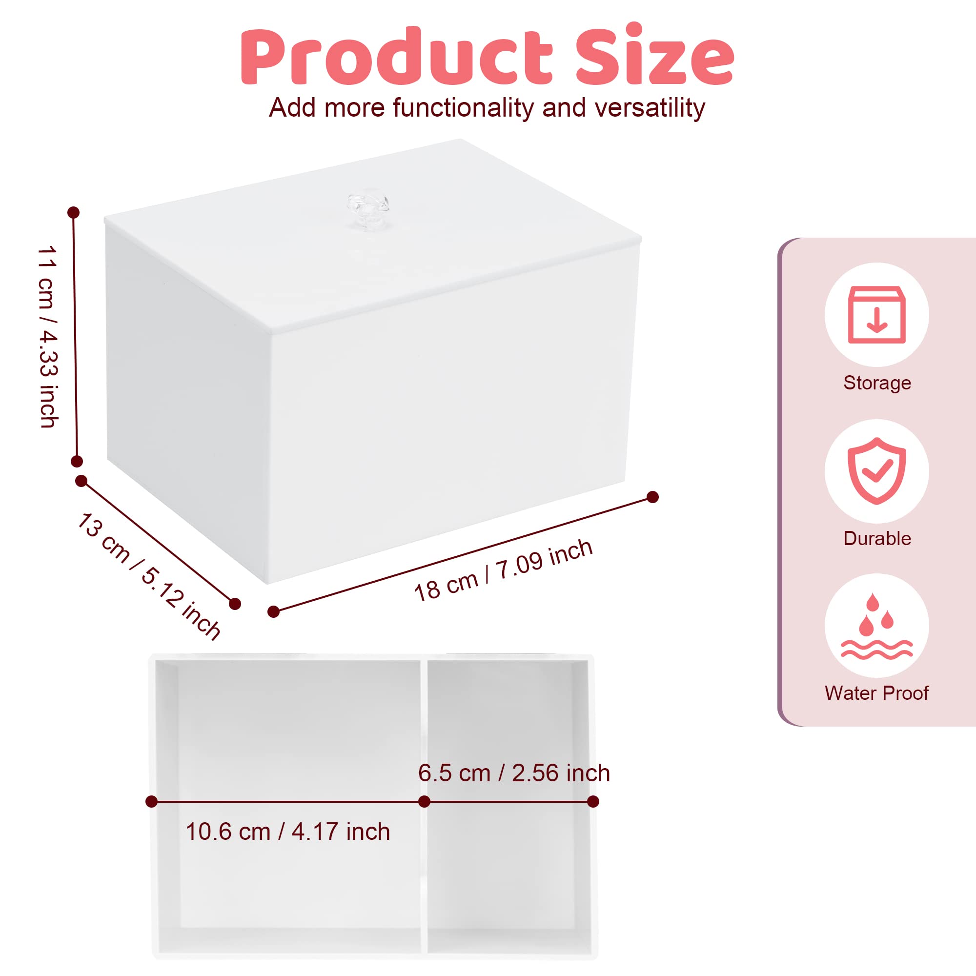 ChengFu Acrylic Sanitary Napkin Storage Container, Pad Holder for Period, Pad Holder for Women Bathroom, Pad and Tampon Holder for Bathroom, Sanitary Napkin Dispenser, White