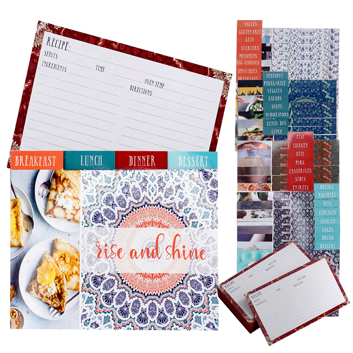 Ring Binder Depot, Recipe Cards 4 inch X 6 inch on Premium Thick Card Stock with Card Dividers Included! Great Gift for Amateurs or Experienced Chefs (Pack of 50)