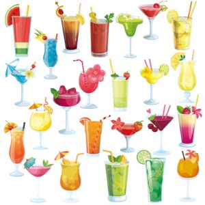 24 pcs cruise door magnets stickers summer beach tropical drink cruise ship door decoration hawaiian cruise magnetic lemon cocktail door stickers fridge decals for carnival cabin kitchen