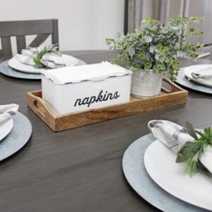 AuldHome Farmhouse Dinner Napkin Holder (White), Distressed Enamelware Rustic Napkin Storage Box