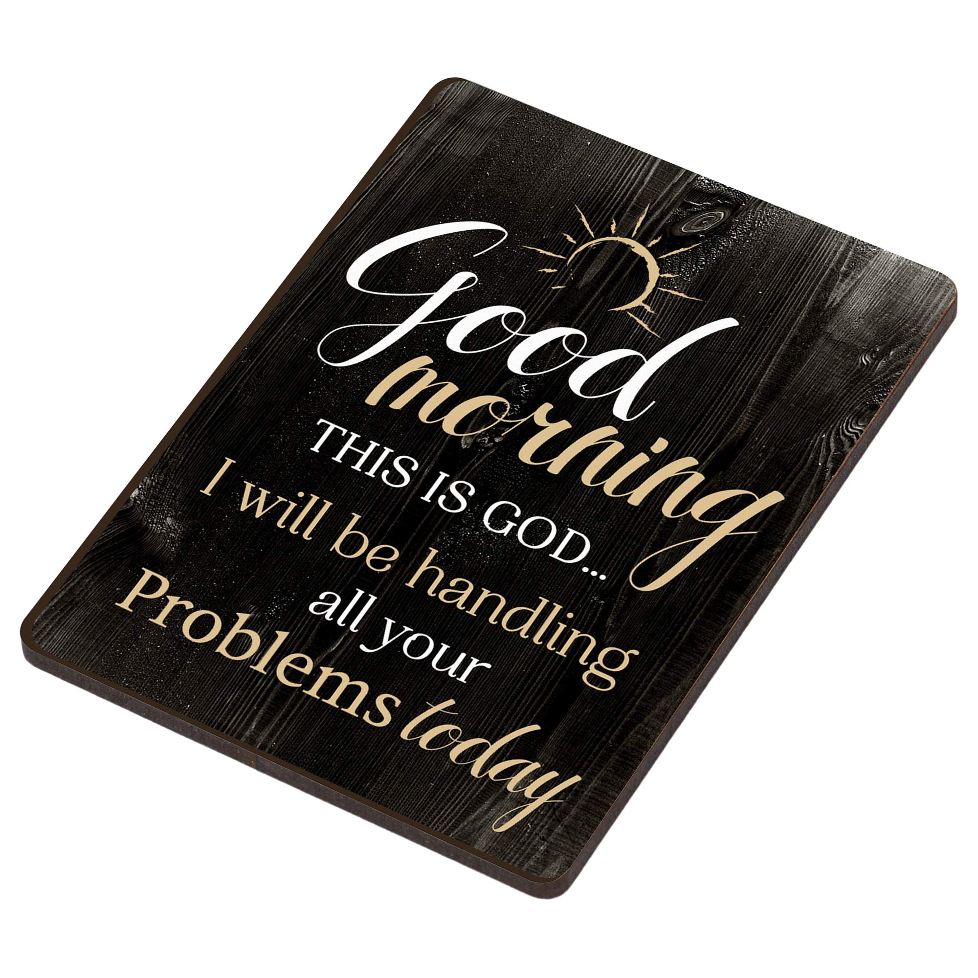 Good Morning This is God Distressed Wood Look 2.5 x 3.5 Inch Wood Lithograph Magnet