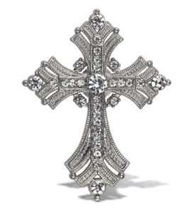 aqua79 fleur de lis sparkling refrigerator magnet - silver sparkling charm rhinestones crystals, cute sparkly cross magnet for kitchen door fridge, cool home and office novelty decor - 2.75 inch