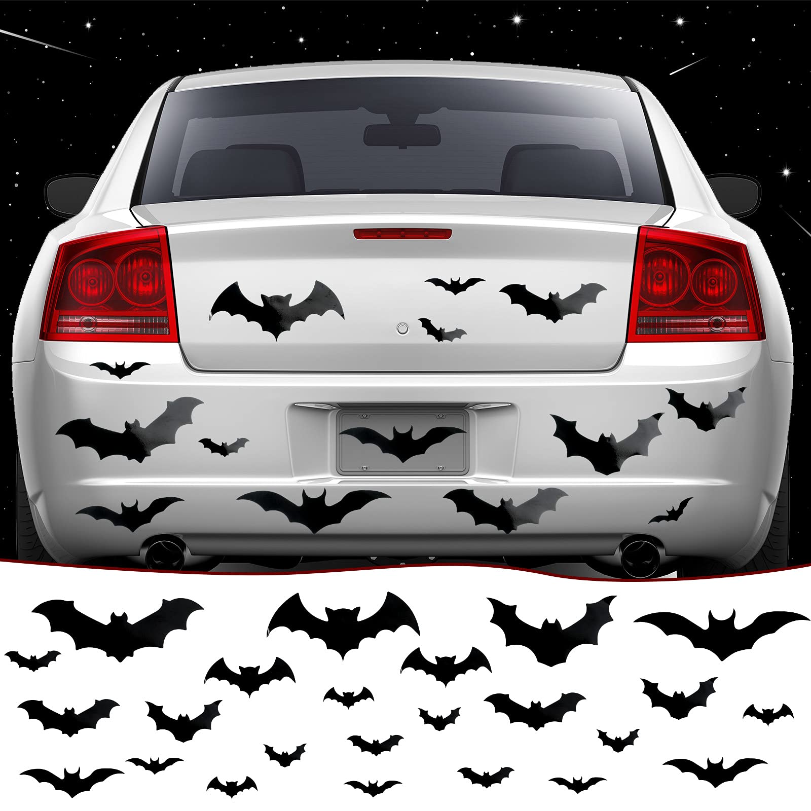 28 Pieces Halloween Bats Spider Car Magnet Sticker Reflective Bats Shape Magnet Decal Car Magnet Decor Black Spider Magnet Fridge Stickers for Halloween Party Home Car Garage Door Decor (Bat)