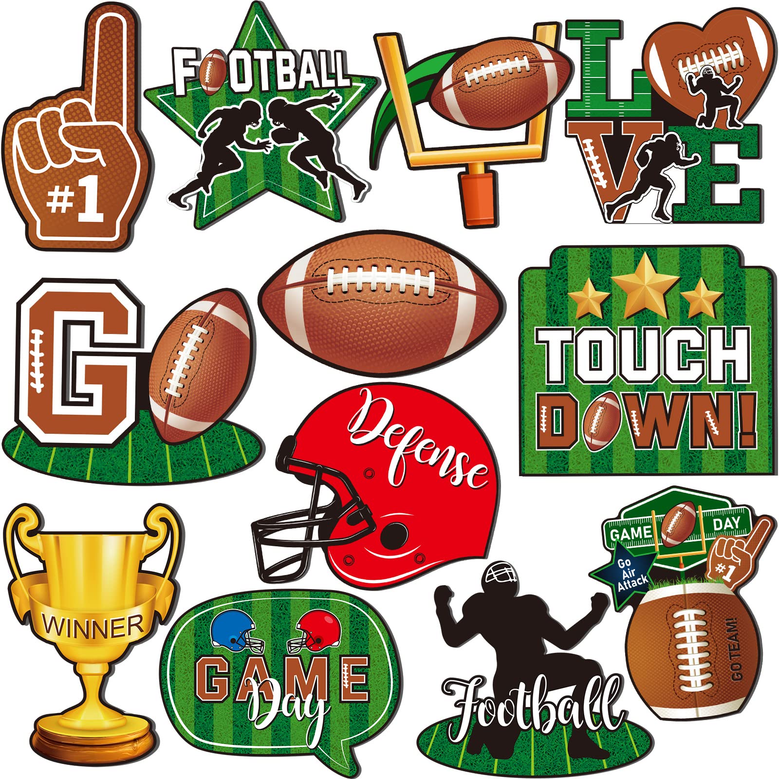 12 Pieces Football Refrigerator Magnets Stickers Football Magnetic Stickers Football Car Magnets Bumper Sticker Football Party Decorations for Kitchen Locker Office Fridge Magnet Cover (Classic Style)