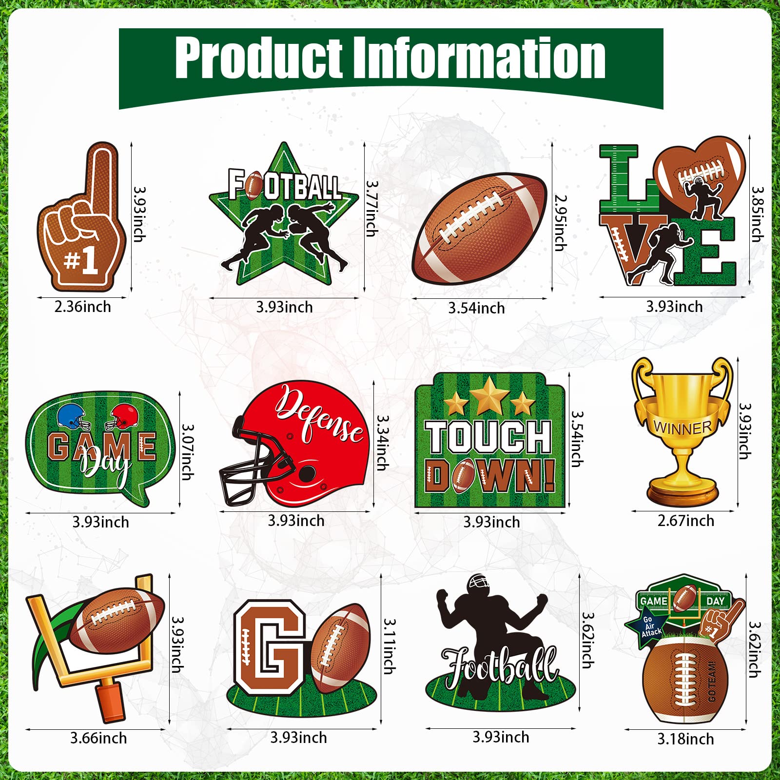 12 Pieces Football Refrigerator Magnets Stickers Football Magnetic Stickers Football Car Magnets Bumper Sticker Football Party Decorations for Kitchen Locker Office Fridge Magnet Cover (Classic Style)