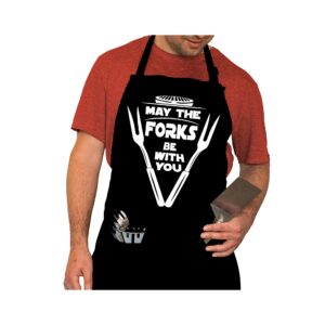 Cuocini Star Wars Funny Aprons for Men - May the Forks be With you Durable BBQ apron