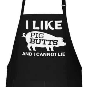 APRON DADDY Funny Apron for Men - I Like Pig Butts And I Cannot Lie - Adjustable Large 1 Size Fits All - Poly/Cotton Apron with 2 Pockets - BBQ Gift Apron for Dad, Chef, Husband, Chef