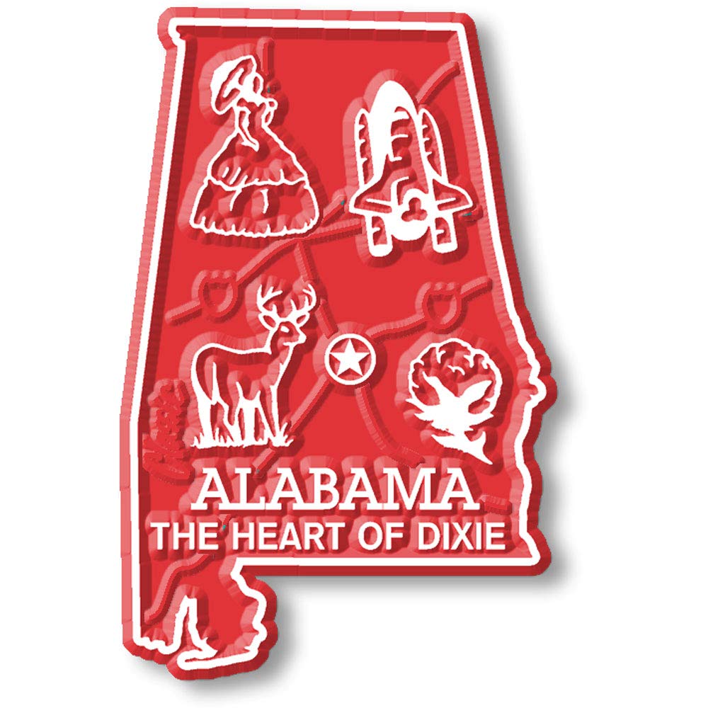 Alabama Small State Magnet by Classic Magnets, 1.5" x 2.3", Collectible Souvenirs Made in The USA