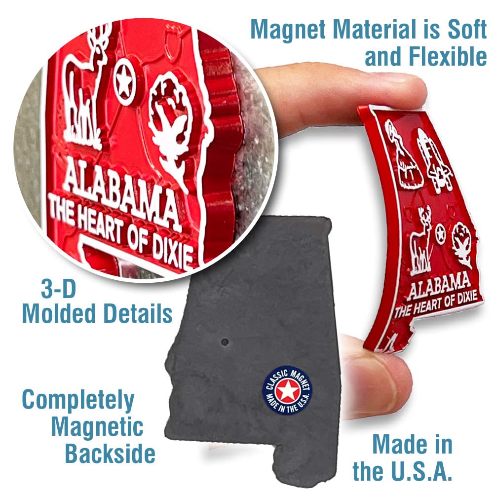 Alabama Small State Magnet by Classic Magnets, 1.5" x 2.3", Collectible Souvenirs Made in The USA