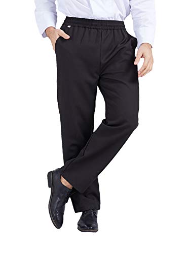 Nanxson Men's Baggy Chef Pants Restaurant Work Pants Elastic Waist with Pockets CFM2012 Black