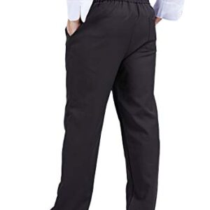 Nanxson Men's Baggy Chef Pants Restaurant Work Pants Elastic Waist with Pockets CFM2012 Black