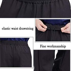 Nanxson Men's Baggy Chef Pants Restaurant Work Pants Elastic Waist with Pockets CFM2012 Black