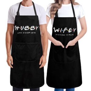 lakwi hubby and wifey gifts apron sets, his hers for anniversary couple, mr mrs couples have everything unique, husband wife, kitchen aprons, 33*27.5in