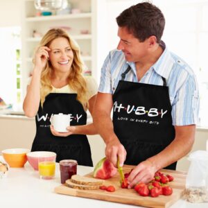 Lakwi Hubby and Wifey Gifts Apron Sets, His Hers for Anniversary Couple, Mr Mrs Couples Have Everything Unique, Husband Wife, Kitchen Aprons, 33*27.5in