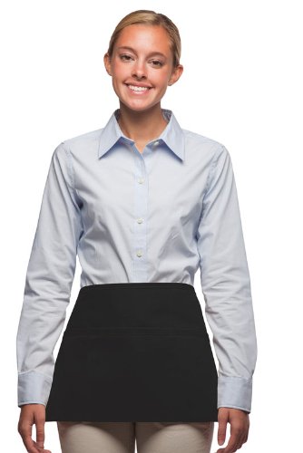 DayStar Apparel 104 Three Pocket Waist Apron w/ Webbing Belt, Black, Small