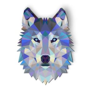 wolf modern art triangles - magnet - car fridge locker - select size