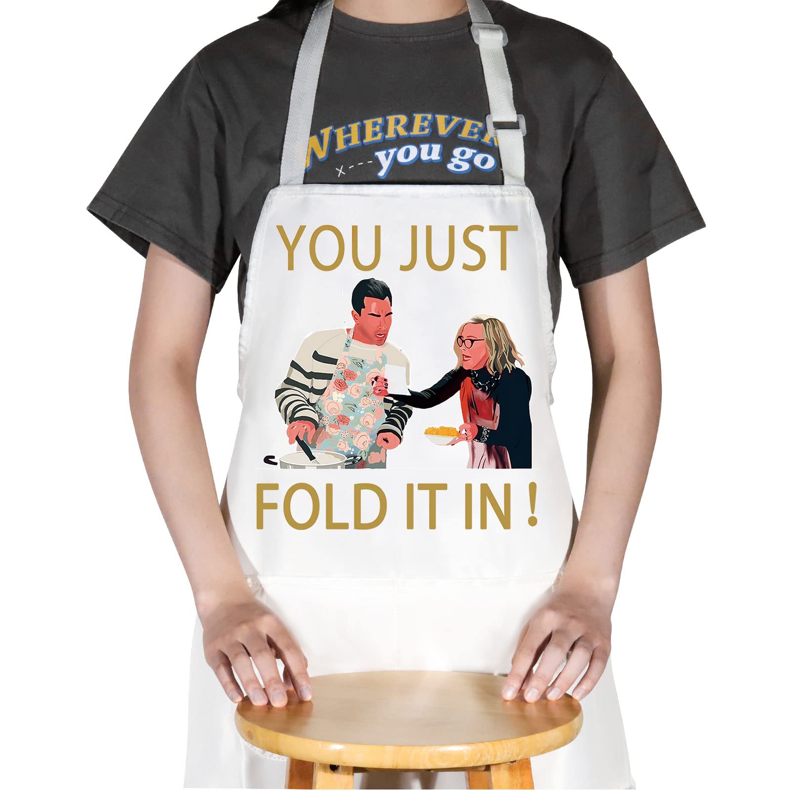 WZMPA TV Show Quote Kitchen Apron TV Show Fans Gift You Just Fold It In Adjustable Apron With Pocket For Baking (Fold It In WApron)