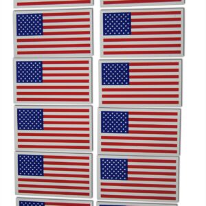 Small American Flag Patriotic Military Magnets Set Mini Rectangles in Classic Red, White, & Blue US Design (12 Pieces)