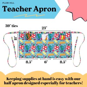 Plum Hill Cute Teacher Apron with Pockets - Teacher Waist Apron for Women - School Apron for Teachers