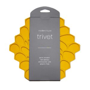 modern-twist 7 x 7" Hive Silicone Trivet, Heat Resistant Up To 675°F, Non Slip, Protects Table From Heat, Mustard, Pack of 1