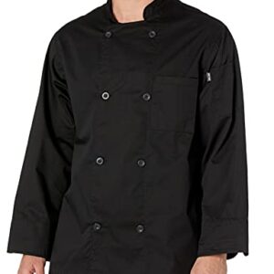 Chef Code Men's 8 Pearl Button Chef Coat, Black, M