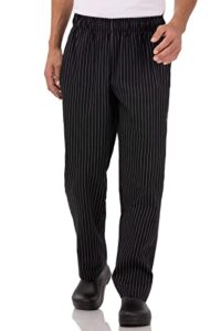 chef works men's designer baggy chef pants, black w/ wht pinstripe, x-large