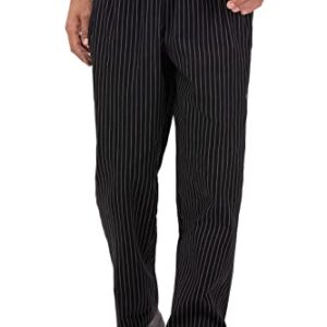 Chef Works Men's Designer Baggy Chef Pants, Black W/ Wht Pinstripe, X-Large