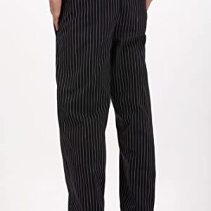 Chef Works Men's Designer Baggy Chef Pants, Black W/ Wht Pinstripe, X-Large