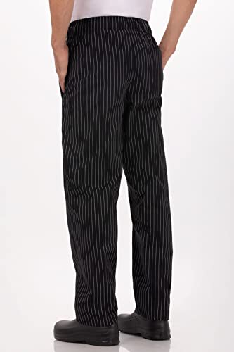 Chef Works Men's Designer Baggy Chef Pants, Black W/ Wht Pinstripe, X-Large