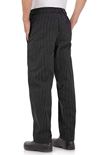 Chef Works Men's Designer Baggy Chef Pants, Black W/ Wht Pinstripe, X-Large