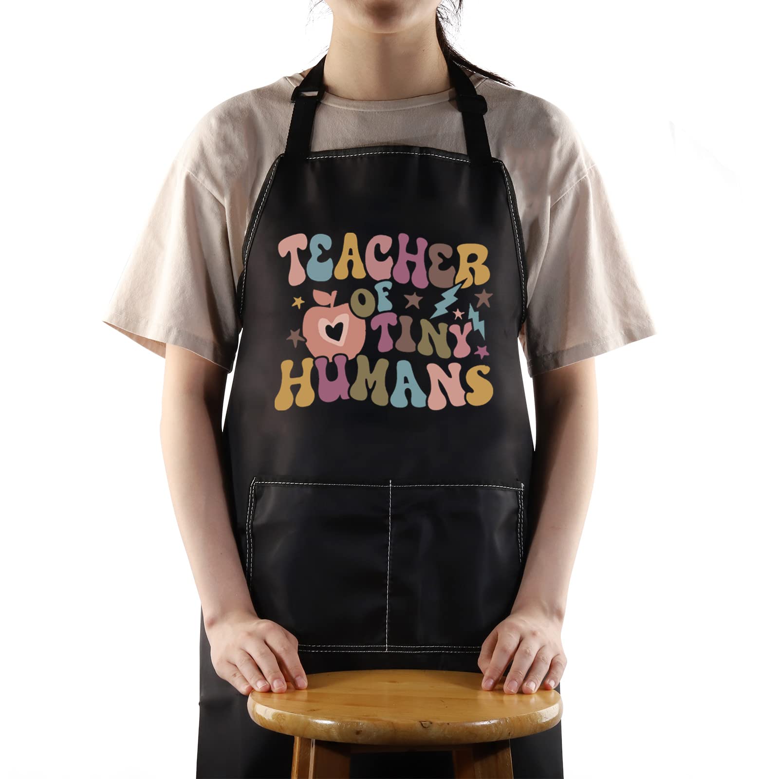 WZMPA Kindergarten Teacher Adjustable Aprons Teacher Appreciation Gift Teacher Of Tiny Humans Preschool Teacher Apron (tiny humans apron)