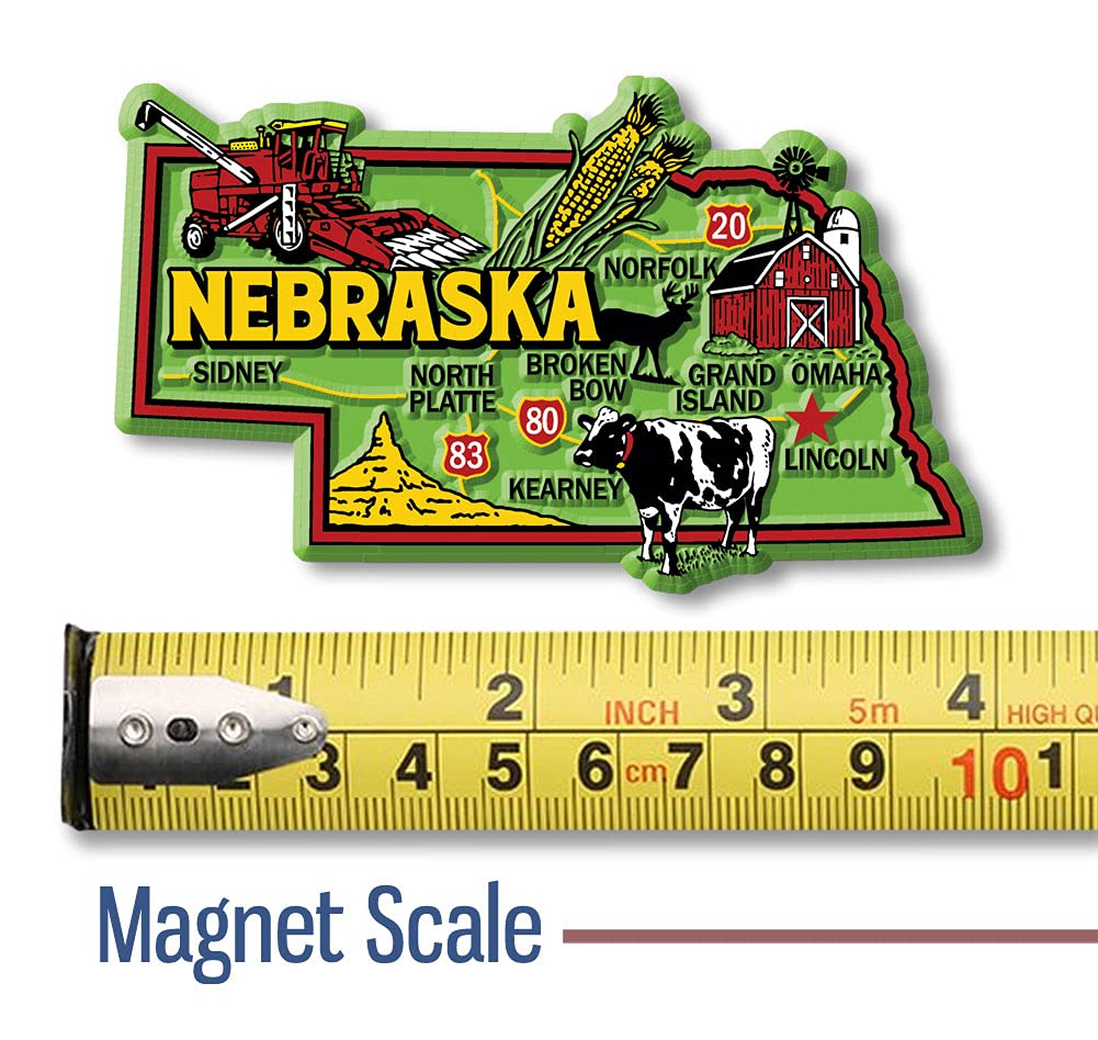 Nebraska Colorful State Magnet by Classic Magnets, 3.9" x 2.3", Collectible Souvenirs Made in The USA