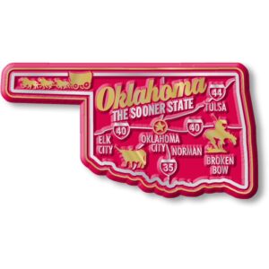 oklahoma premium state magnet by classic magnets, 3.3" x 1.7", collectible souvenirs made in the usa