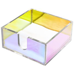 numola napkin holder, acrylic cocktail napkin holder multicoloured, decorative napkin caddy beverages napkin dispenser for kitchen tables, bathroom, bar, wedding, party, mother's day gift, 5.2"x5.2"